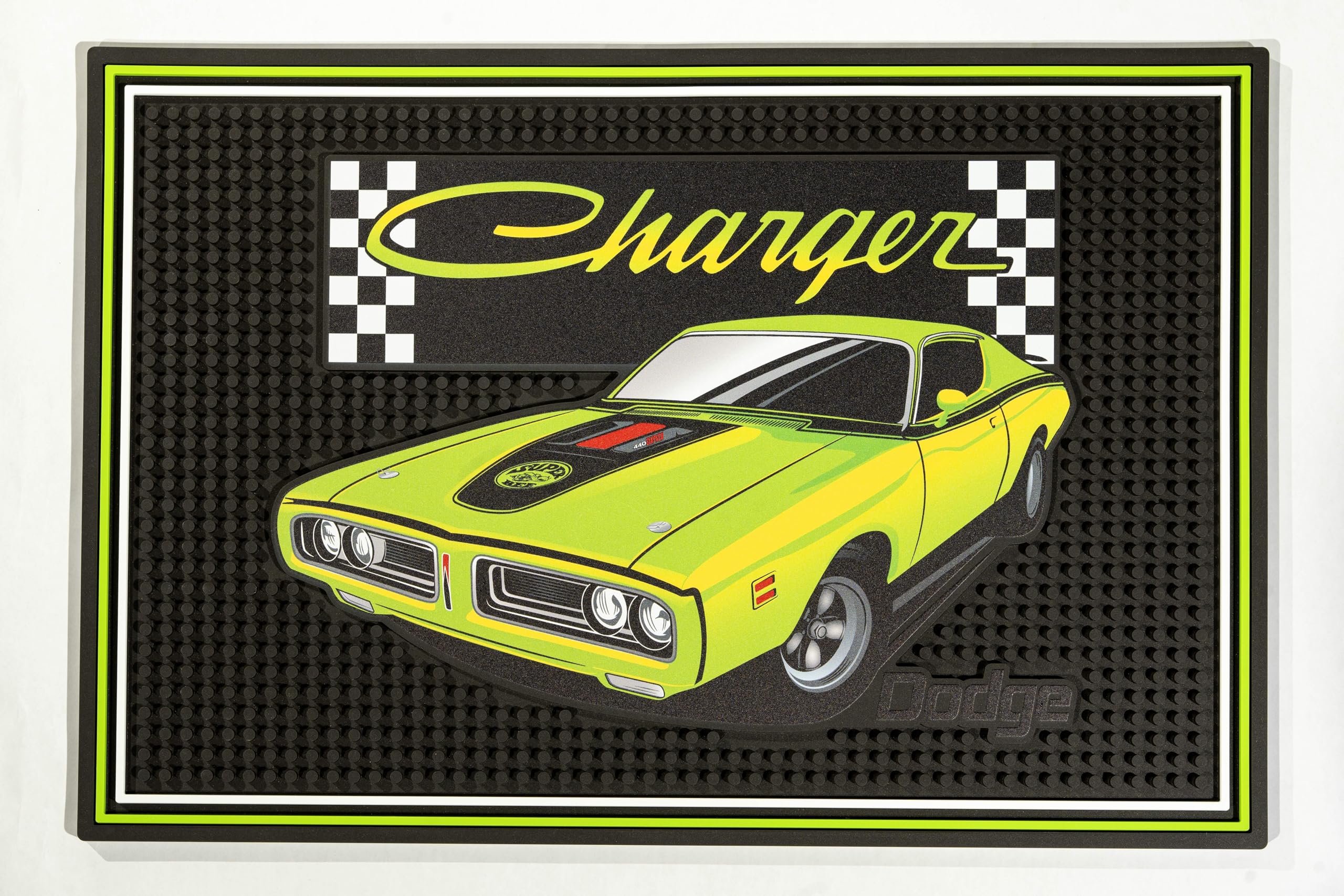 Dodge Charger Bar Mats for Countertop - 18x12 Inches, Classic Muscle C