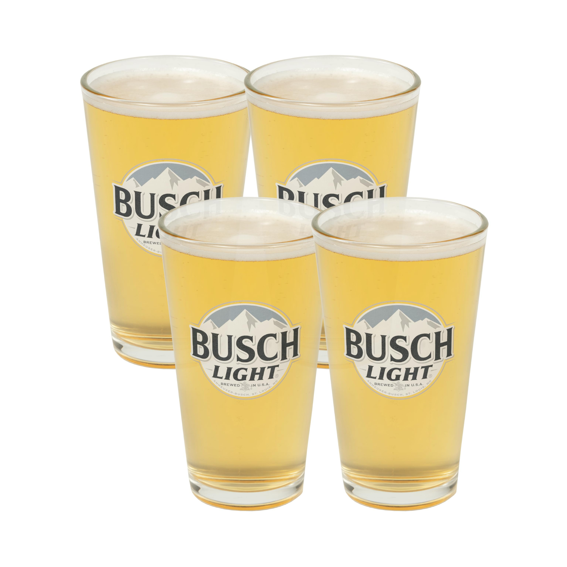LORD'S ROCKS Busch Light Beer Glasses 16oz Pint Glass - Set of 4 Authe