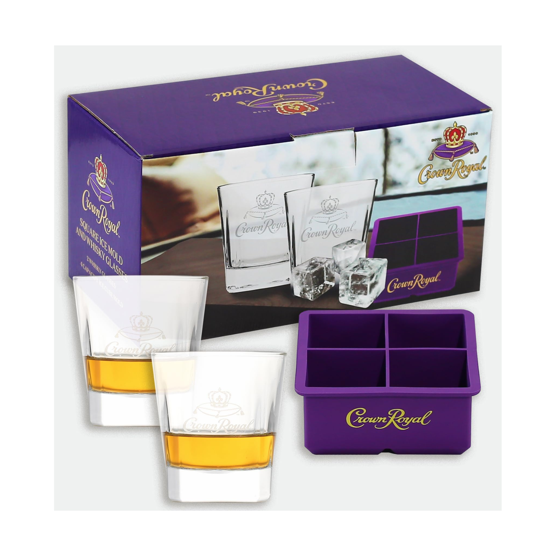 Crown Royal Ice Mold with 2 Glasses Authentic License - Premium Whisky